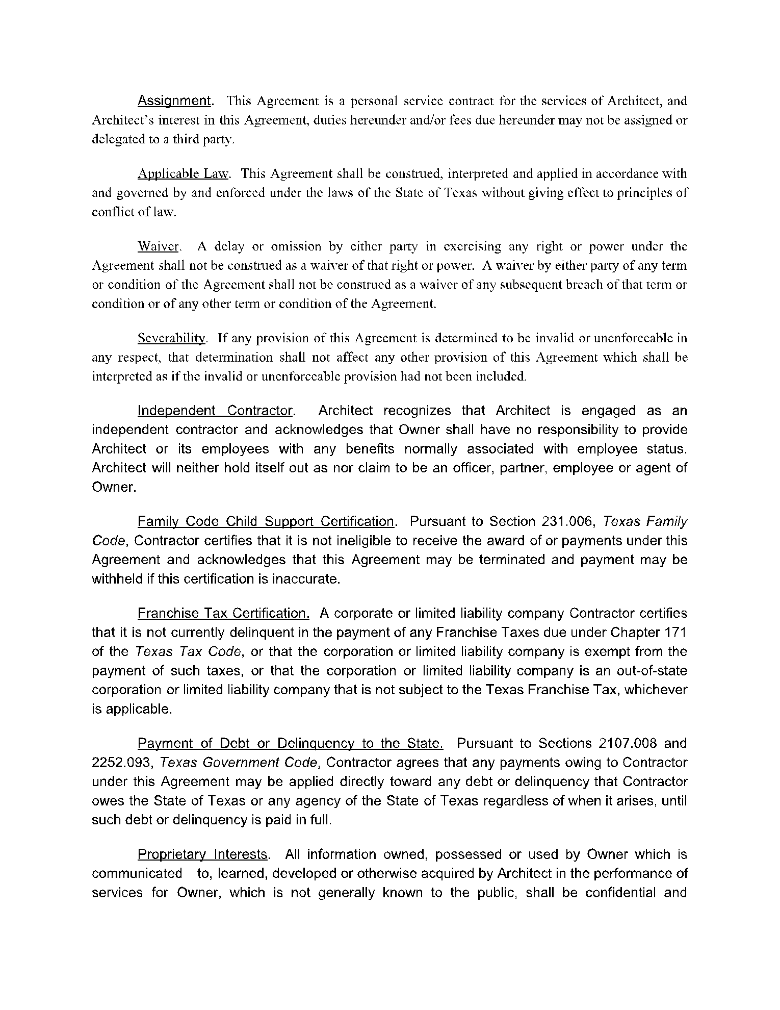 Architect Agreement Template