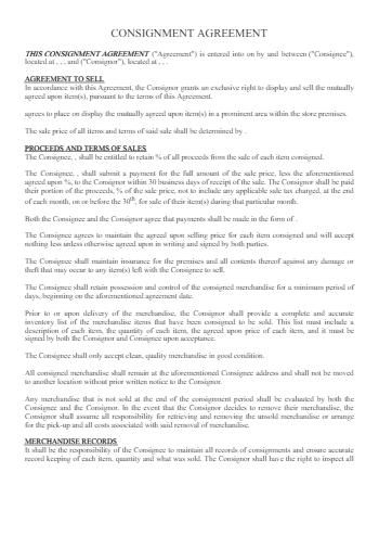 Free Consignment Agreement Template in 2021 | CocoSign