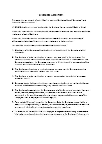 Free Severance Agreement Template in 2021 | CocoSign