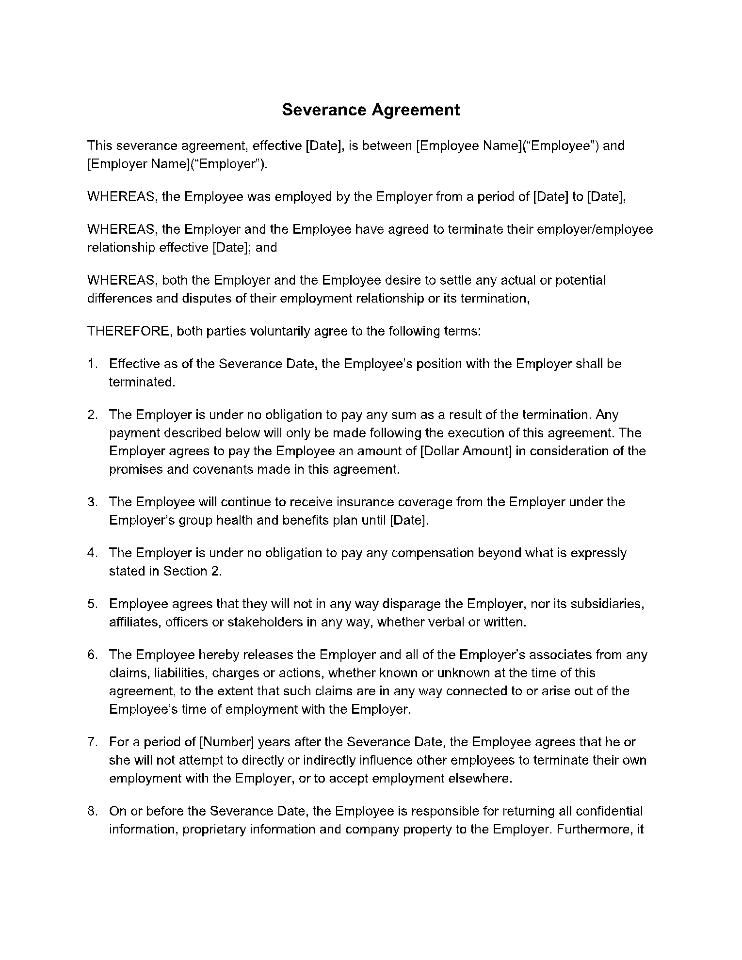 Severance Agreement 1 Severance Agreement 1