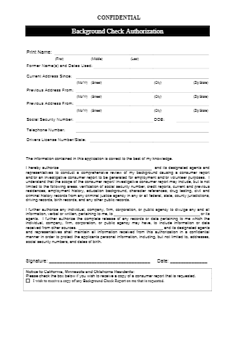Background Check Authorization Consent Template | CocoSign
