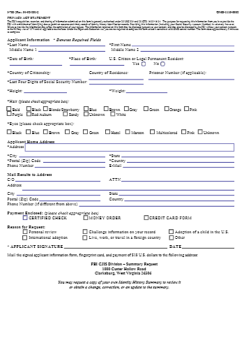 FBI Criminal Background Check Form Template | CocoSign