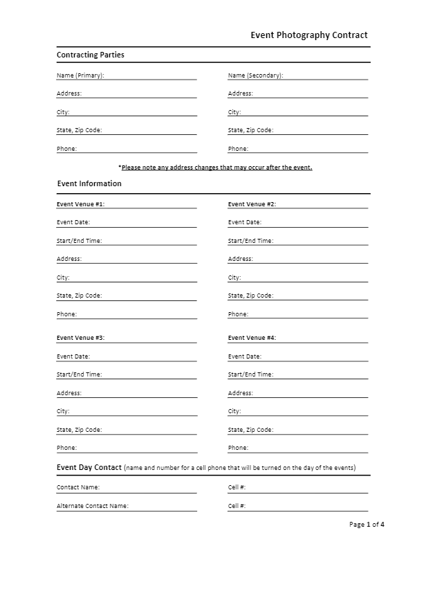 Event Photography Contract Template: Free Sample - CocoSign