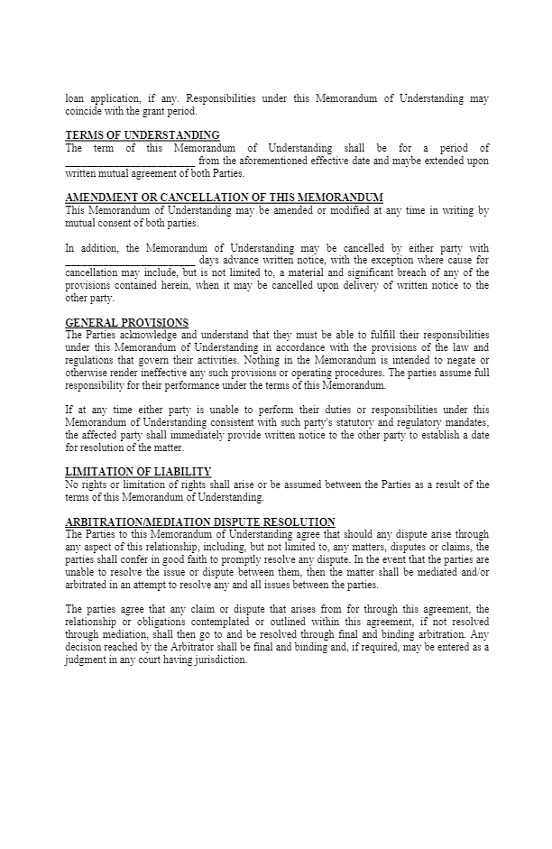 Memorandum of Understanding Template: Get Free Sample