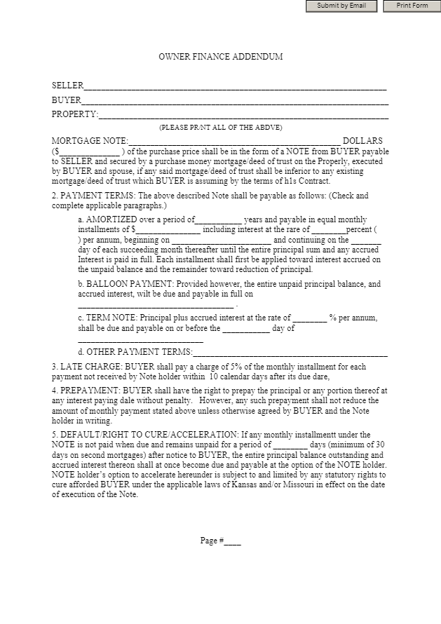 Owner Financing Contract Template Get Free Sample 2021 
