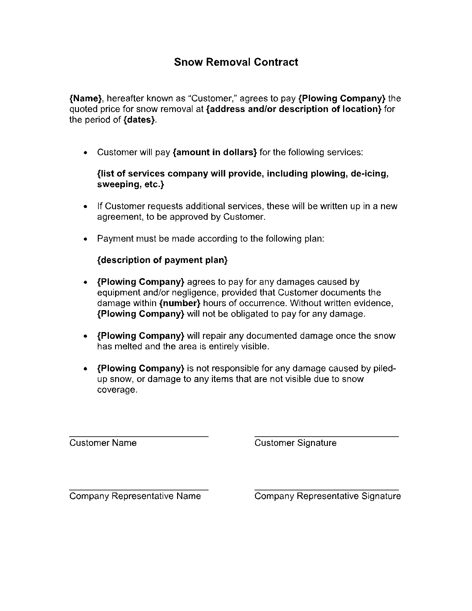 Snow Removal Contract 1
