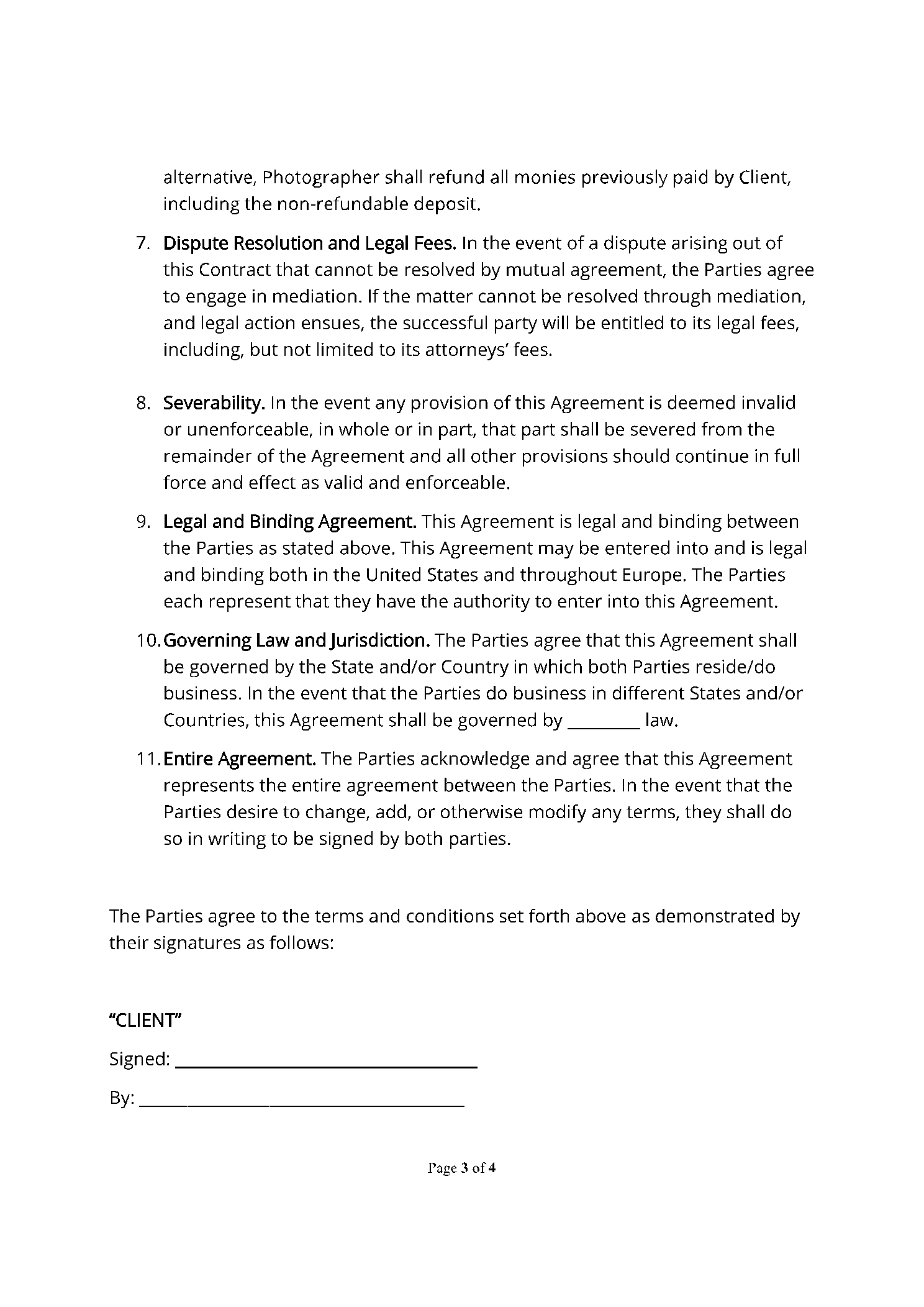 Wedding Photography Contract 3