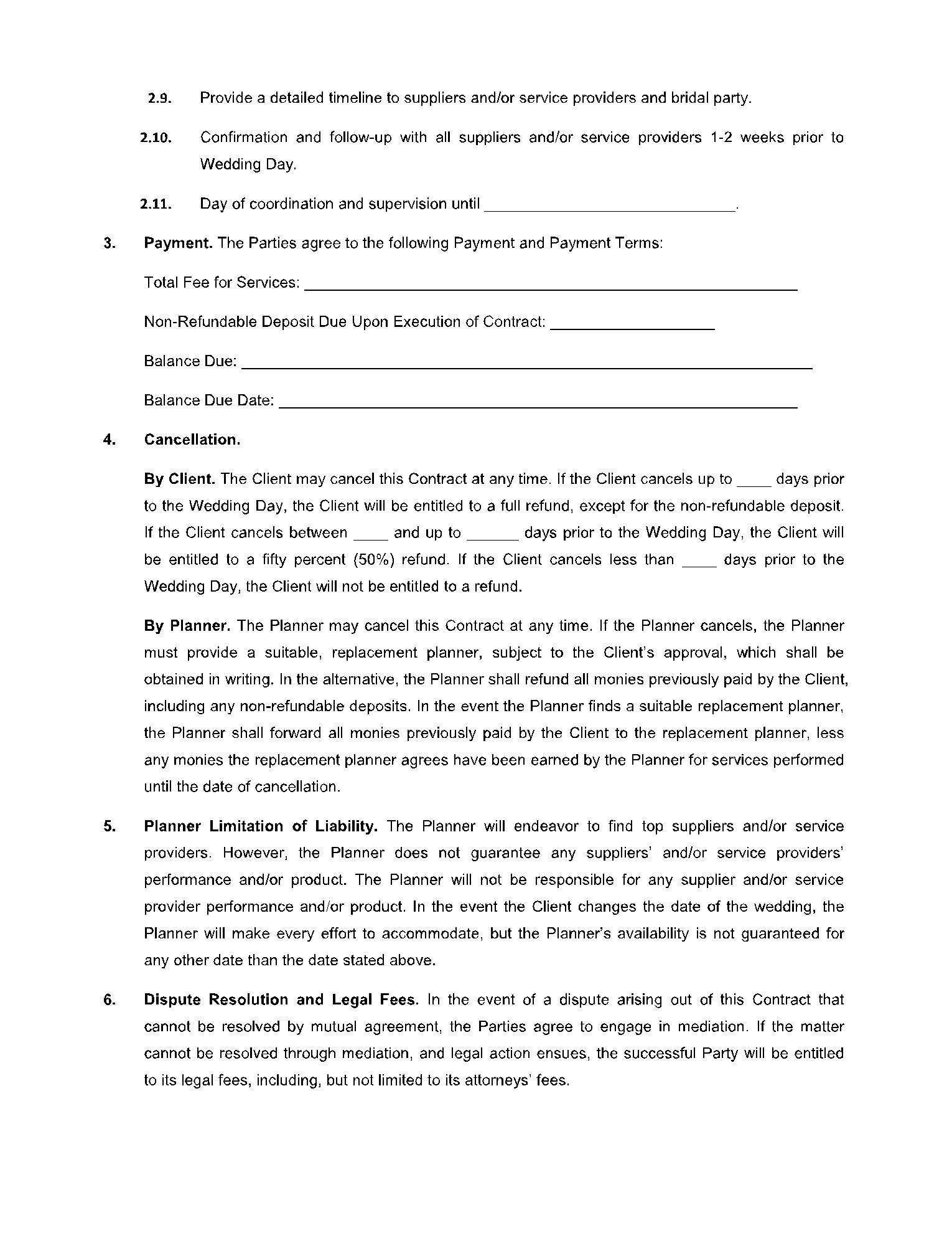 Wedding Planner Contract 2