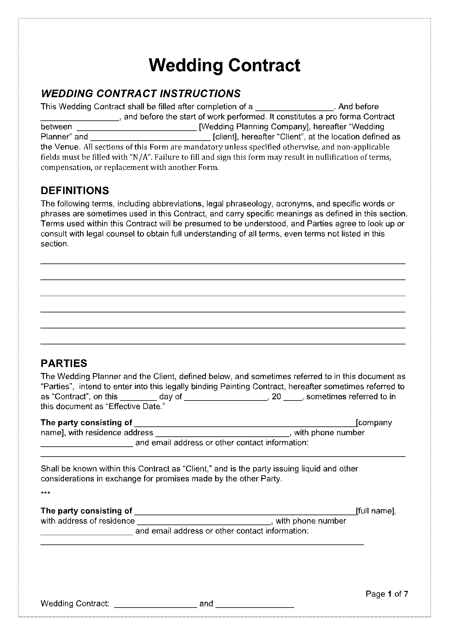 Wedding Contract 1