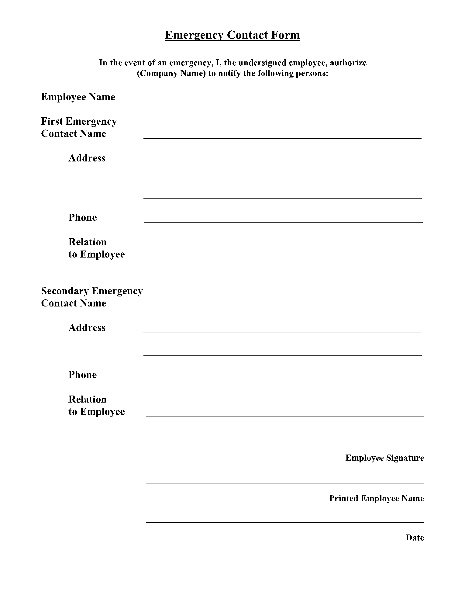 Emergency Contact Form