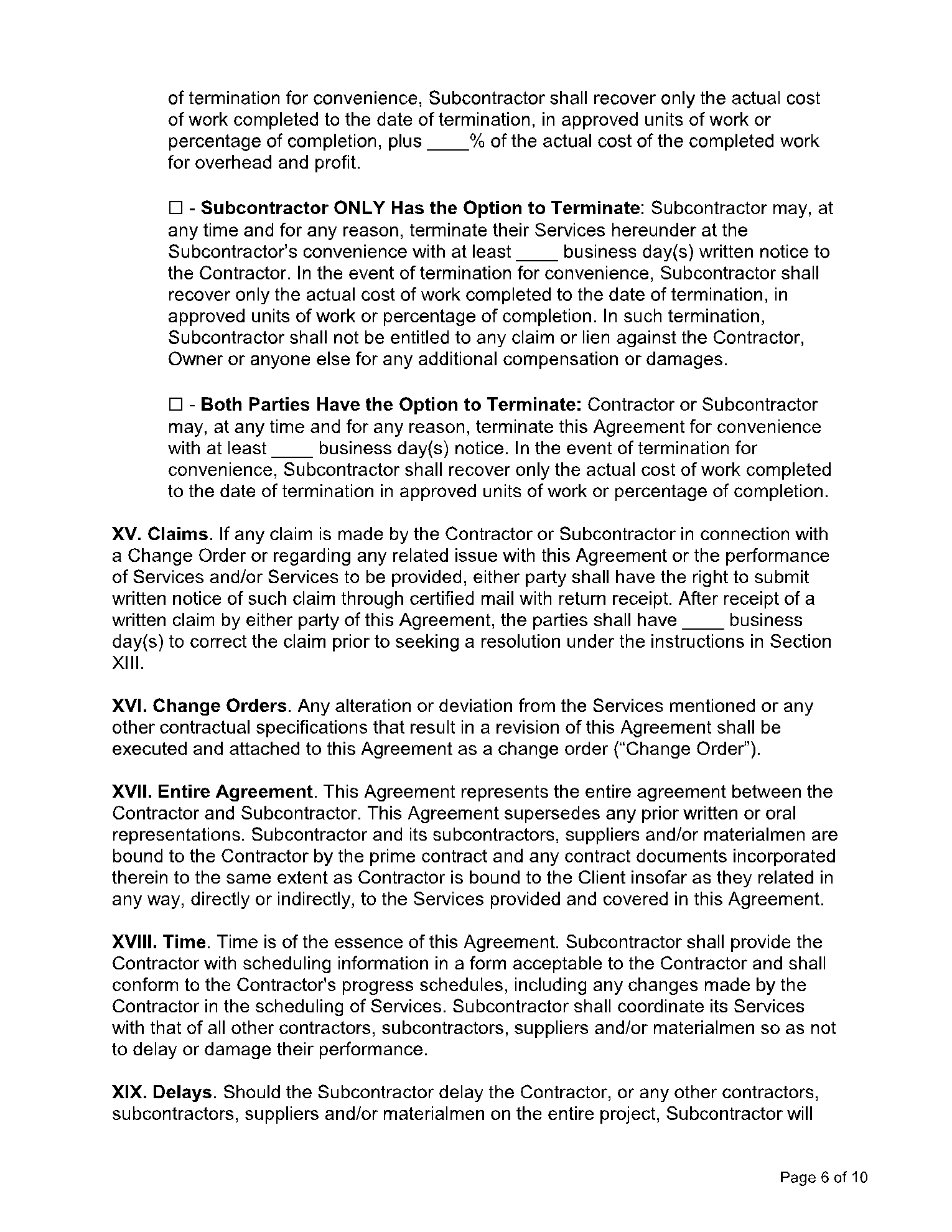 Subcontractor Agreement 6