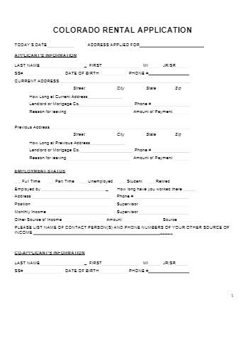 Free Colorado Rental Application Template - CocoSign