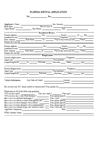 Free Florida Rental Application Template in 2021 - CocoSign
