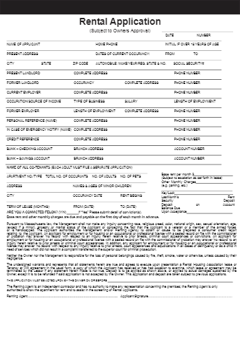 Free Massachusetts Rental Application Template - CocoSign
