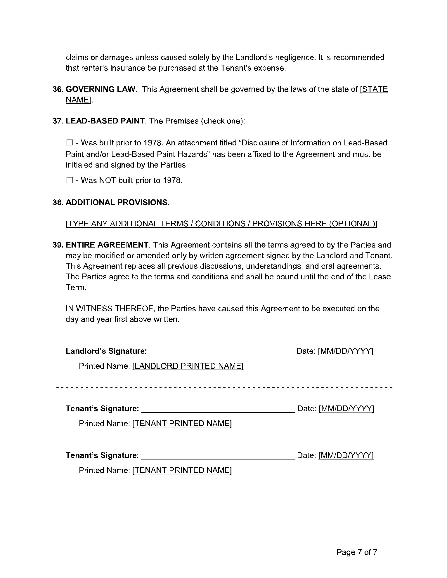 New Jersey Rental Lease Agreement 7