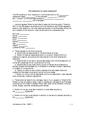 Pet Addendum: Get Free Sample Now (2021 Updated) - CocoSign