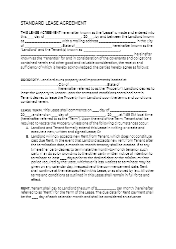Free Standard Lease Agreement (PDF Template) - CocoSign