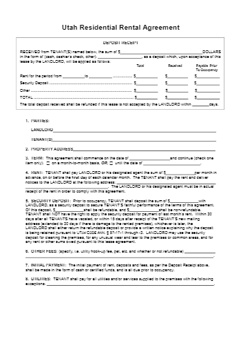 Free Utah Rental Lease Agreement (2021 Updated)