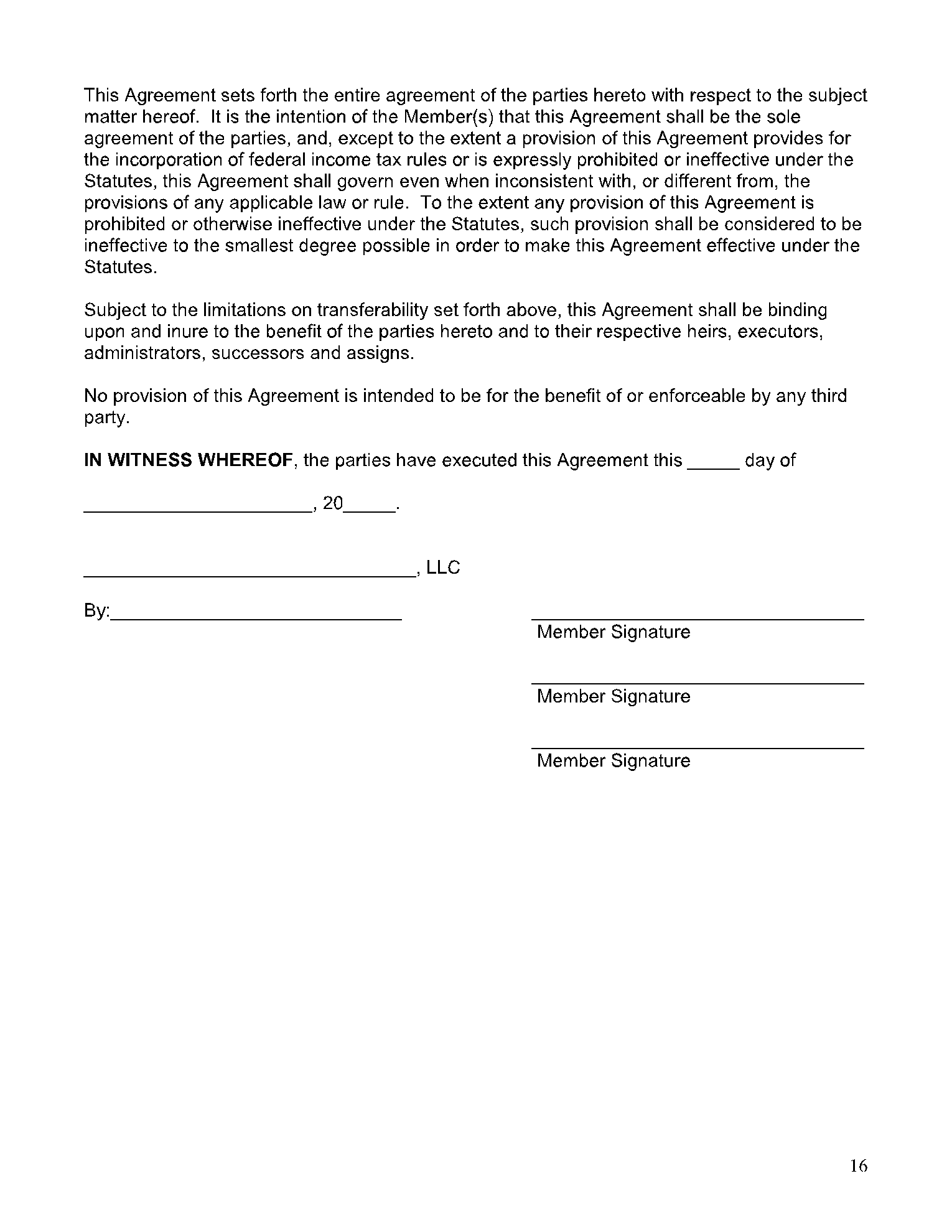LLC Operating Agreement California 16
