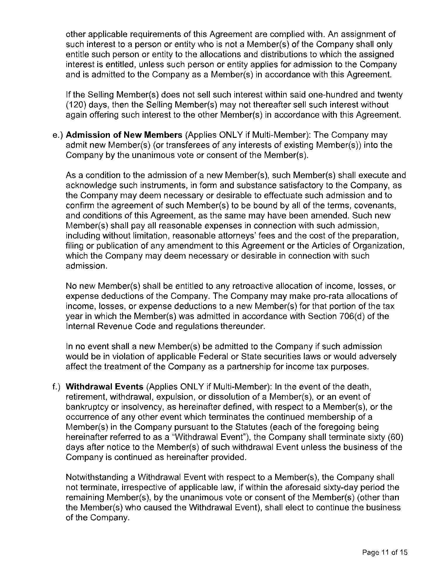 Florida LLC Operating Agreement 11