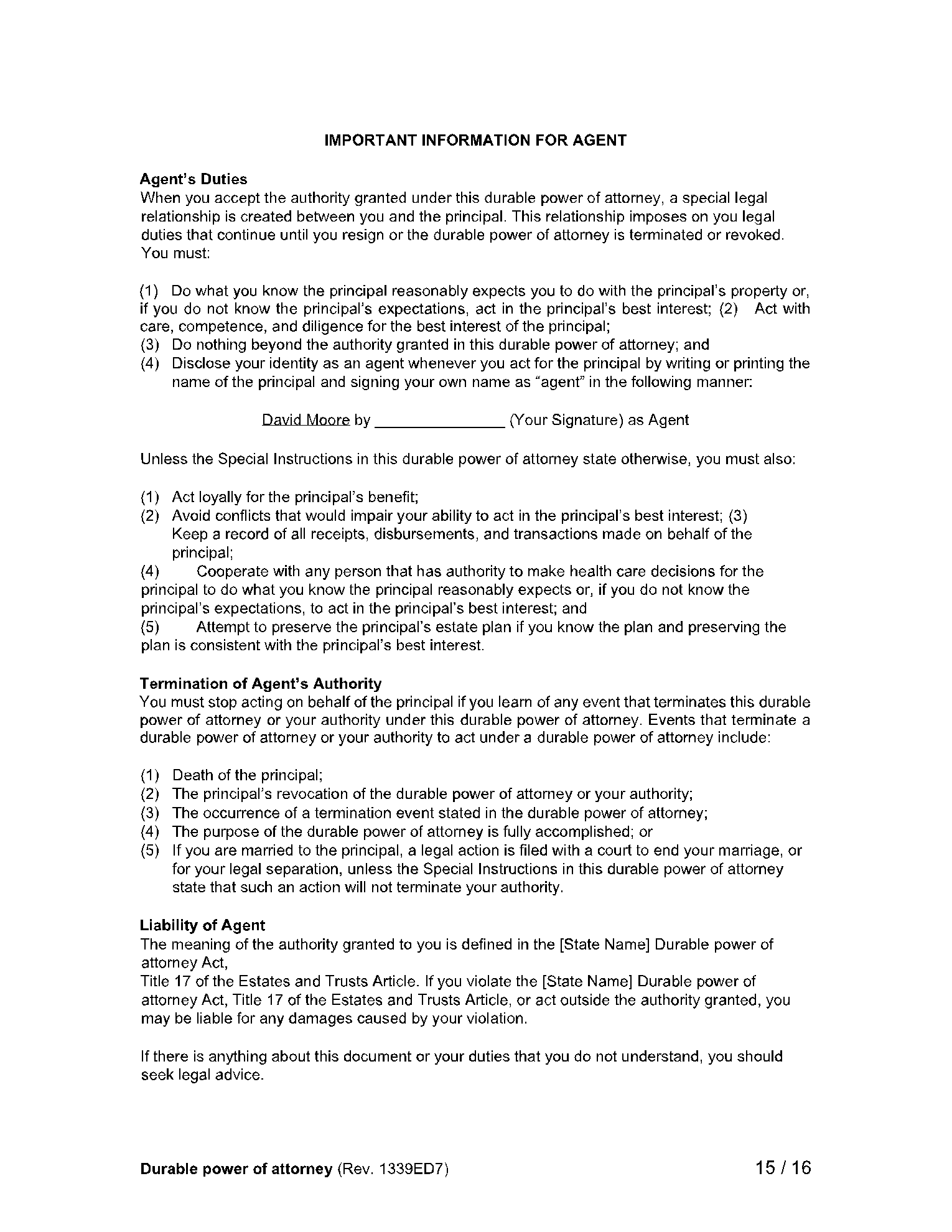 Durable Power of Attorney 15