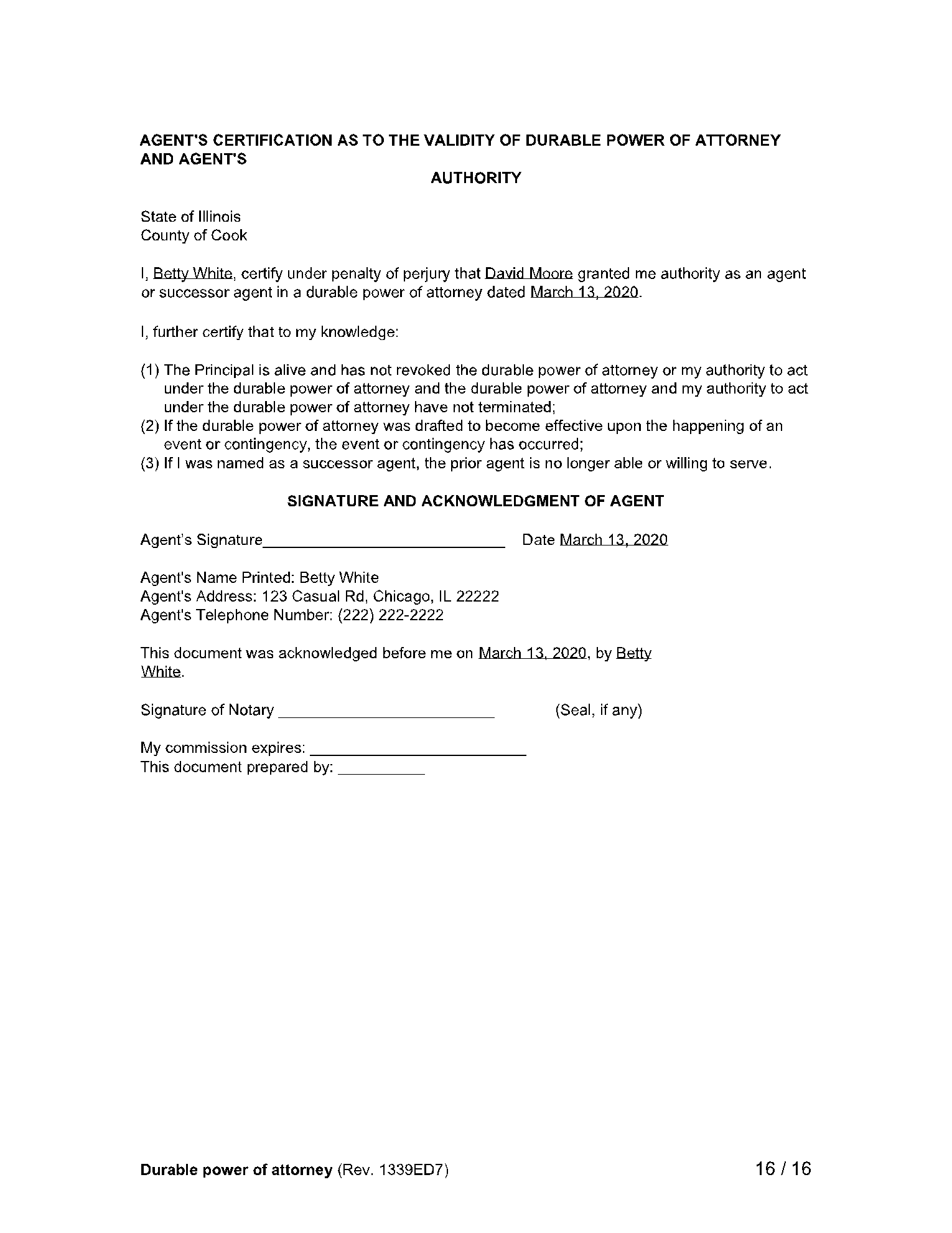 Durable Power of Attorney 16