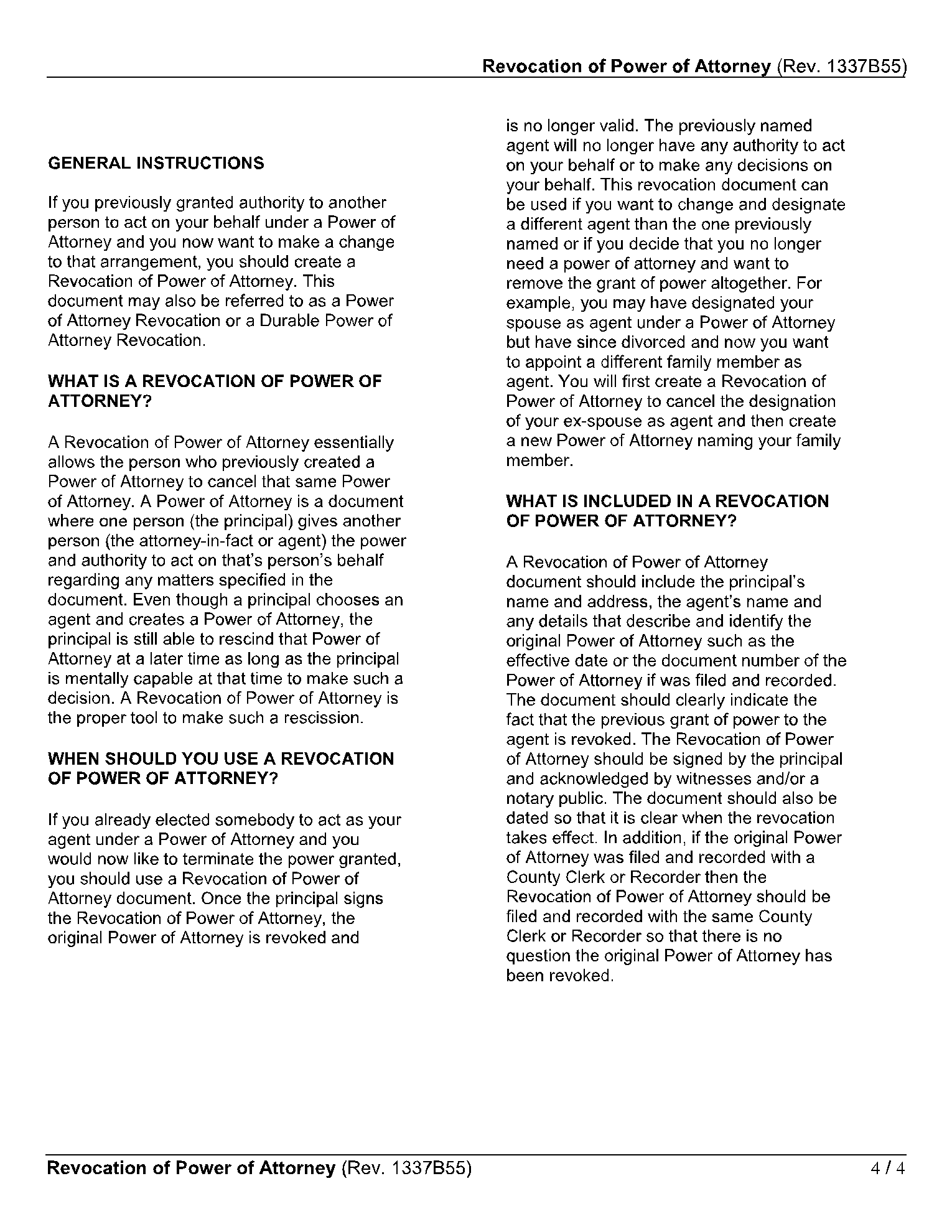 Power of Attorney Revocation Form 4