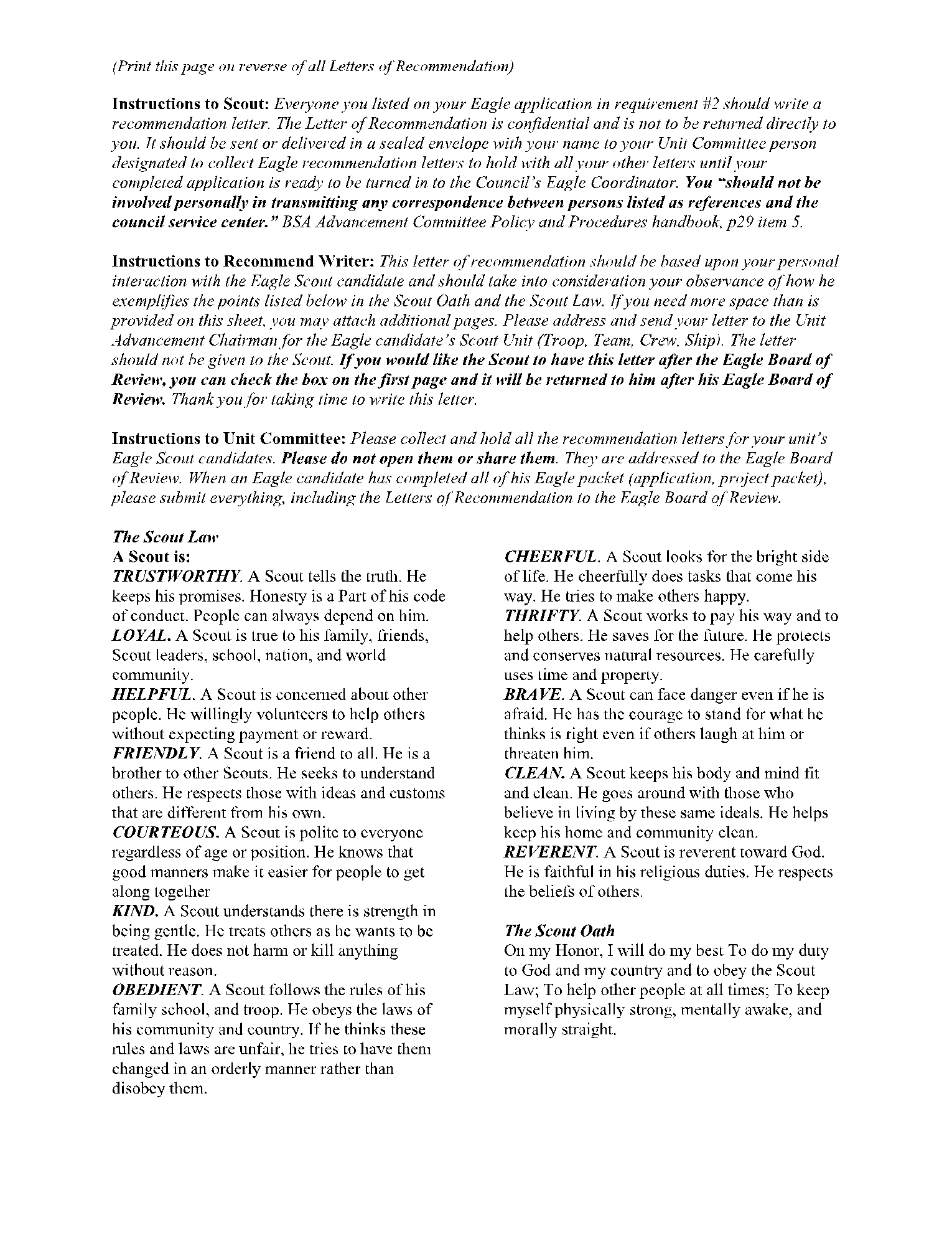 Eagle Scout Letter Of Recommendation 2