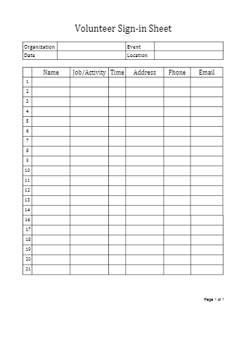 Free Volunteer Sign up Sheet Template in 2021 | CocoSign