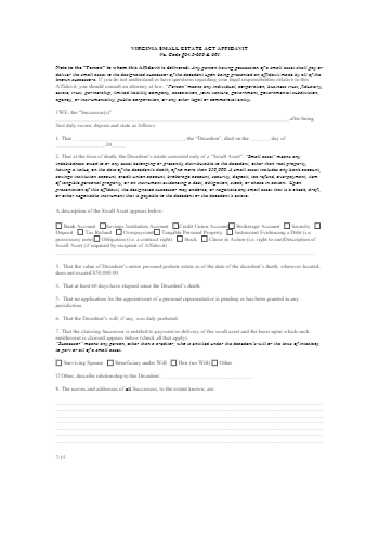 Virginia Small Estate Affidavit Form (Free Download) | CocoSign